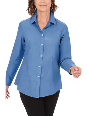 Foxcroft FOXCROFT Dianna Non-Iron Cotton Shirt Mountain Blue