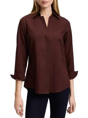 Foxcroft Foxcroft Taylor Fitted Non-iron Shirt Chicory Coffee
