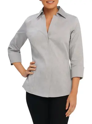 Foxcroft Foxcroft Taylor Fitted Non-iron Shirt Silver
