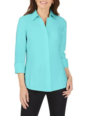 Foxcroft Foxcroft Taylor Fitted Non-iron Shirt Turquoise Tide