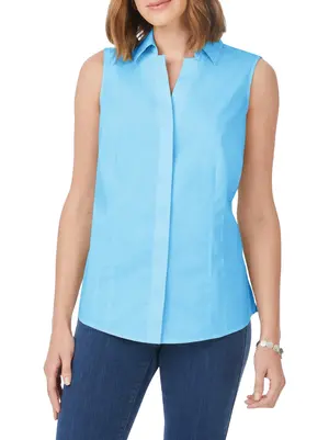 Foxcroft Foxcroft Taylor Non-iron Sleeveless Shirt Baltic Blue