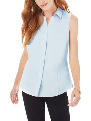 Foxcroft Foxcroft Taylor Non-iron Sleeveless Shirt Blue Whisper