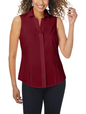 Foxcroft Foxcroft Taylor Non-iron Sleeveless Shirt Deep Garnet