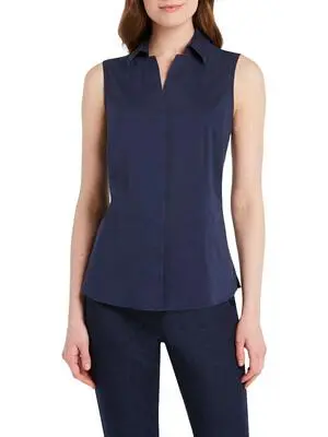 Foxcroft Foxcroft Taylor Non-iron Sleeveless Shirt Navy