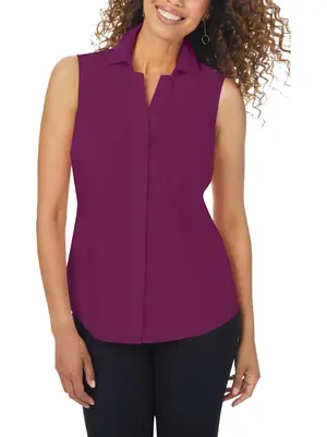 Foxcroft Foxcroft Taylor Non-iron Sleeveless Shirt Spiced Plum