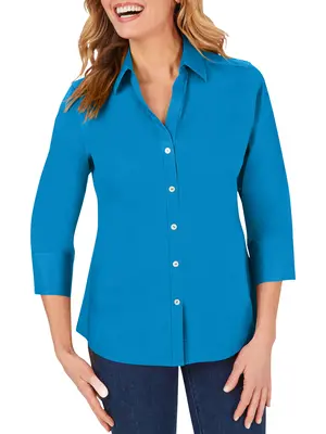 Foxcroft Foxcroft Mary Button-Up Blouse Azure