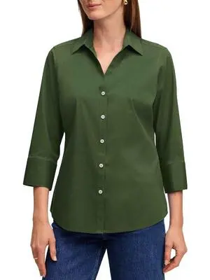 Foxcroft Mary Button-up Blouse - Basil