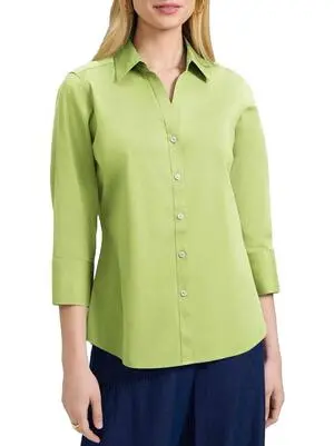 Foxcroft Mary Button-up Blouse - Celery