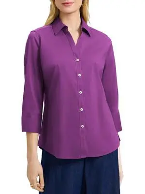 Foxcroft FOXCROFT Mary Button-Up Blouse Fig