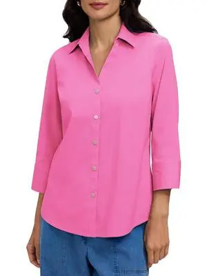 Foxcroft Mary Button-up Blouse - Guava Pink