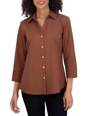 Foxcroft Mary Button-up Blouse - Macchiato