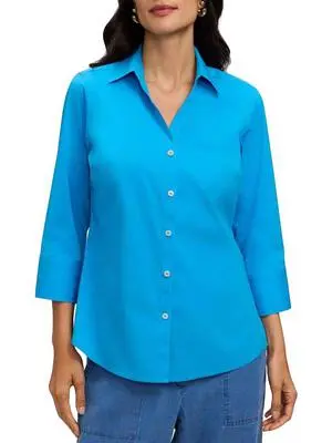 Foxcroft Mary Button-up Blouse - Malibu Blue