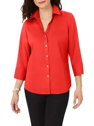 Foxcroft Foxcroft Mary Button-Up Blouse Simply Red