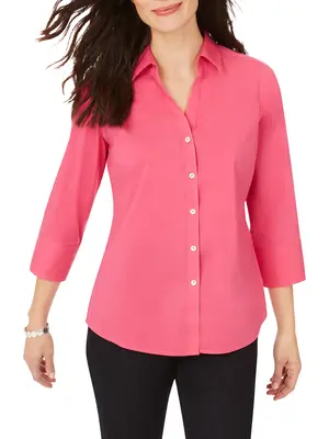 Foxcroft Foxcroft Mary Button-Up Blouse Think Pink