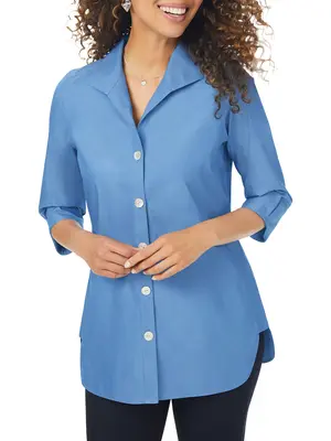 Foxcroft Foxcroft Pandora Non-Iron Cotton Shirt Blue Bliss