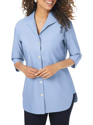 Foxcroft Foxcroft Pandora Non-Iron Cotton Shirt Blue Freesia