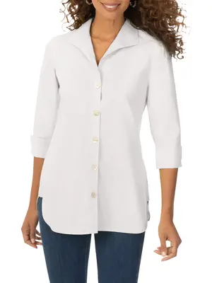 Foxcroft Foxcroft Pandora Non-Iron Cotton Shirt Cloud Grey
