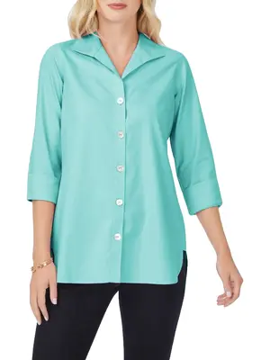 Foxcroft Foxcroft Pandora Non-Iron Cotton Shirt Oceanside