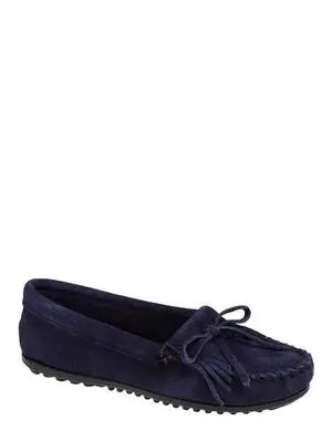 Minnetonka Kilty Suede Driving Shoe - Navy
