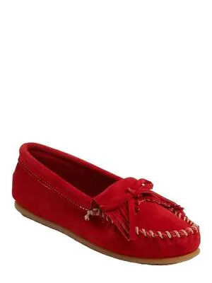Minnetonka Kilty Suede Driving Shoe - Red