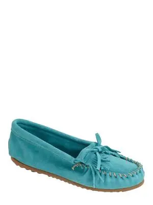 Minnetonka Kilty Suede Driving Shoe - Turquoise