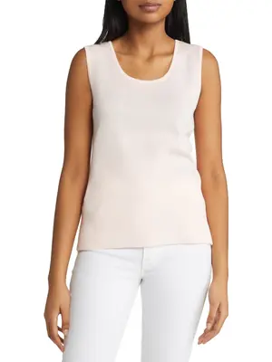 Ming Wang Ming Wang Scoop Neck Tank Pink Satin