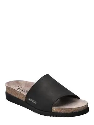 Mephisto Mephisto Hanik Slide Sandal Black Nubuck Leather