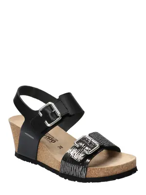 Mephisto Lissandra Platform Wedge Sandal Black Leather