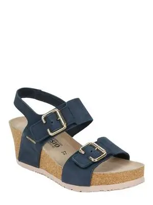 Mephisto Lissandra Platform Wedge Sandal - Blue Leather