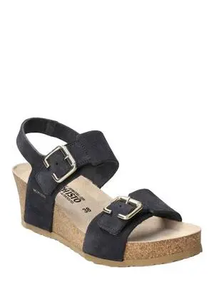 Mephisto Lissandra Platform Wedge Sandal Deep Blue