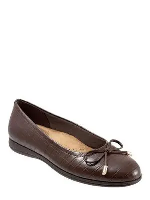 Trotters Dellis Ballet Flat - Brown Crocodile Print