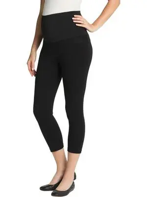 MATERNAL AMERICA Post Support Crop Maternity Leggings - Black