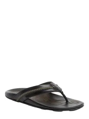 Olukai OluKai Mea Ola Flip Flop Black/black Leather