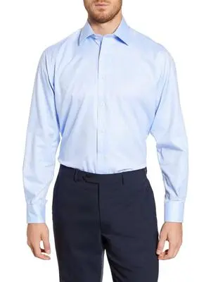 David Donahue Regular Fit Royal Oxford Dress Shirt - Sky