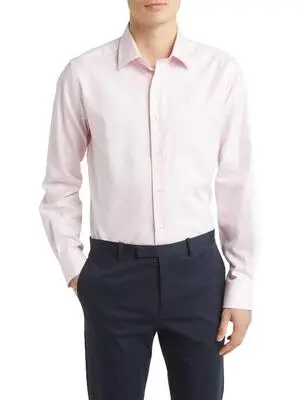 David Donahue Trim Fit Royal Oxford Dress Shirt Pink