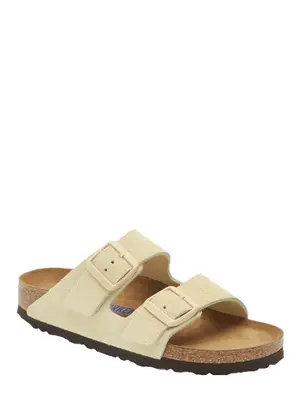 BIRKENSTOCK Arizona Soft Footbed Slide Sandal Almond Suede