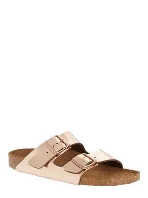 BIRKENSTOCK Arizona Soft Footbed Slide Sandal - Copper Leather