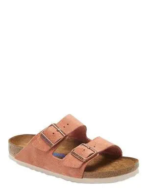 BIRKENSTOCK Arizona Soft Footbed Slide Sandal Earth Red Suede