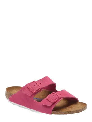 BIRKENSTOCK Arizona Soft Footbed Slide Sandal Fuchsia Tulip Suede