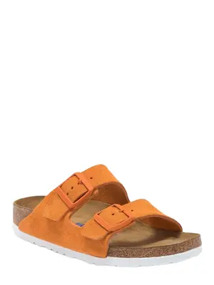 BIRKENSTOCK Arizona Soft Footbed Slide Sandal Russet Orange Suede