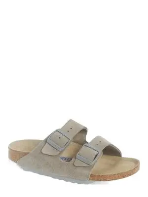 BIRKENSTOCK Arizona Soft Footbed Slide Sandal Stone Coin