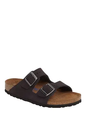 BIRKENSTOCK Arizona Soft Footbed Slide Sandal Velvet Grey Suede