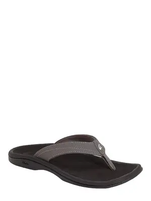 Olukai OluKai Ohana Flip Flop Basalt/ Grey Faux Leather