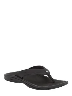 Olukai OluKai Ohana Flip Flop Black/black Faux Leather