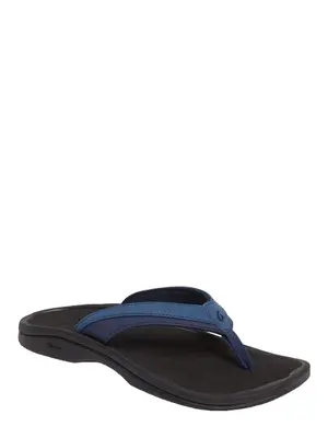 Olukai OluKai Ohana Flip Flop Blueberry/black Faux Leather