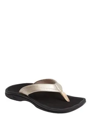 Olukai OluKai Ohana Flip Flop Bubbly/black Faux Leather
