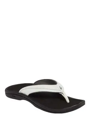 Olukai OluKai Ohana Flip Flop White/black Faux Leather
