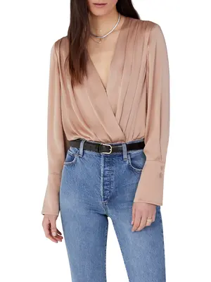 FAVORITE DAUGHTER Favorite Daughter Surplice Long Sleeve Bodysuit Mauve