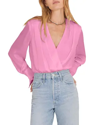 FAVORITE DAUGHTER Favorite Daughter Surplice Long Sleeve Bodysuit Orchid