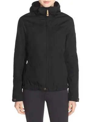 Fjallraven Stina Hooded Water Resistant Jacket - Black
